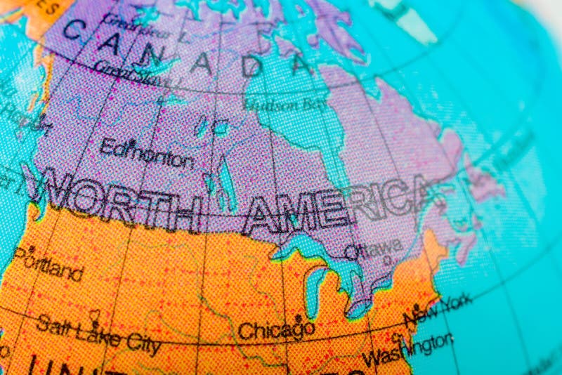 Closeup Shot of the North America Map on a Globe Stock Image - Image of international, land ...