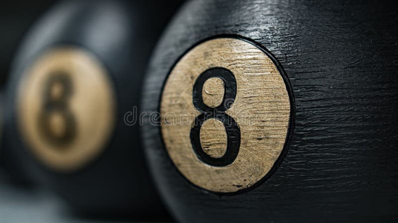 Closeup Shot of Number 8 Black Billiard Ball with Blurred Reflection on ...