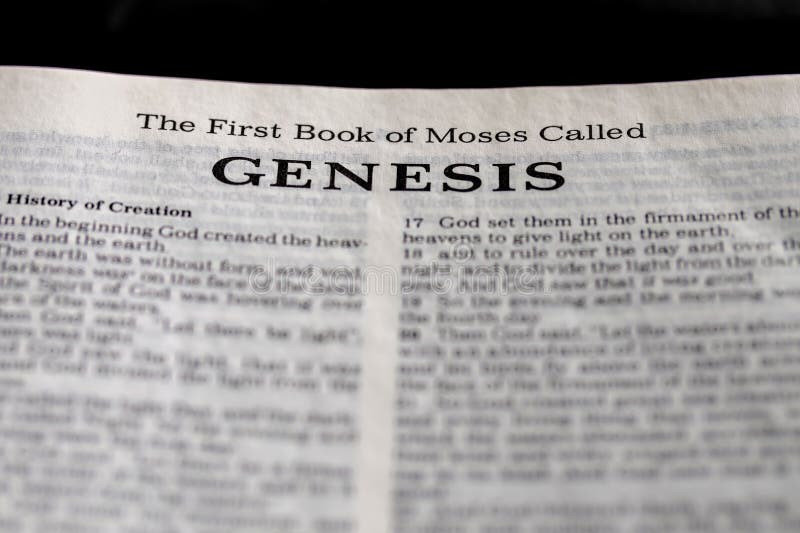 Closeup Shot of Open Page with the First Book of Moses Called Genesis ...