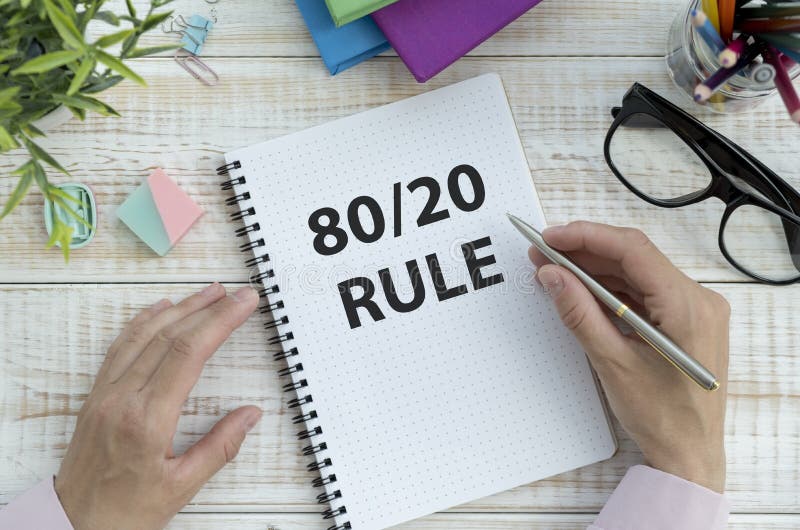 Closeup Shot Over 80-20 Rule Words on Paper Stock Image - Image of ...