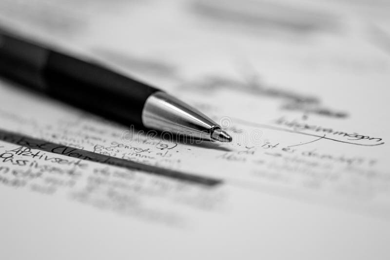 Closeup Shot of a Pen on a Document Stock Image - Image of file ...