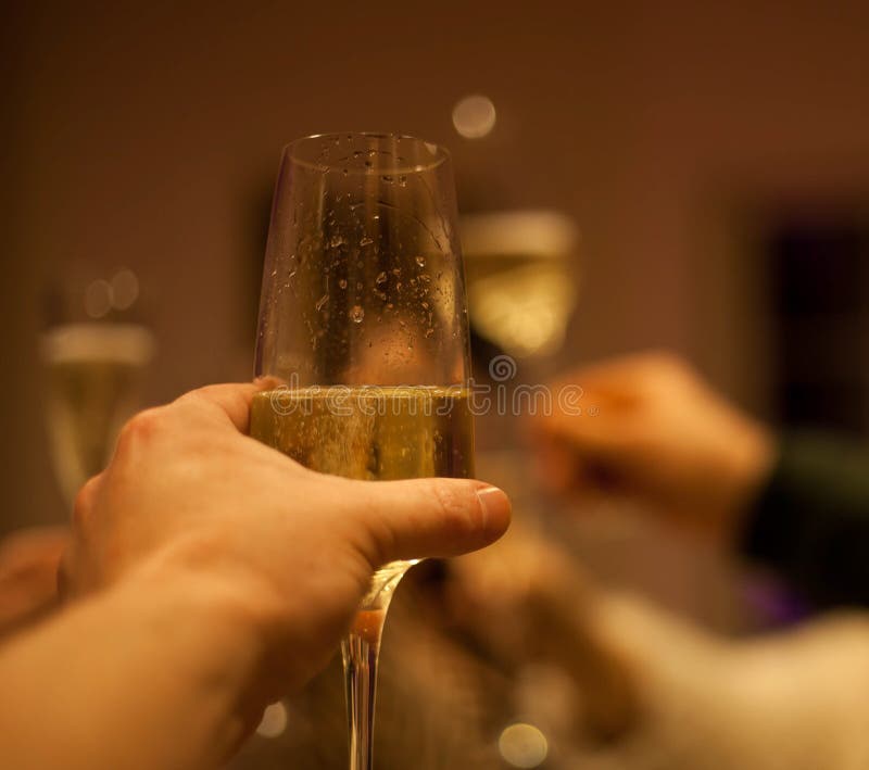 Closeup Shot of People Hands Cheering with Champagne Flutes Stock Photo ...