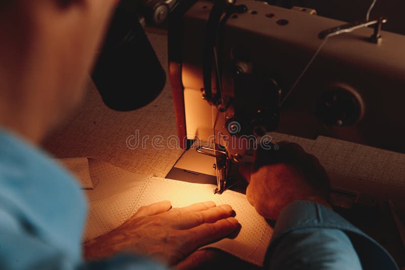 Closeup Shot of a Person Doing Handwork with a Sewing Machine Stock ...