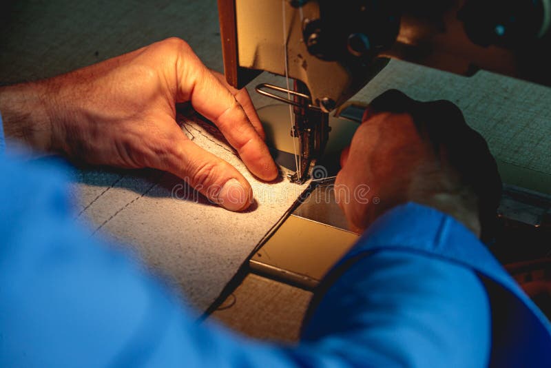 Closeup Shot of a Person Doing Handwork with a Sewing Machine Stock ...