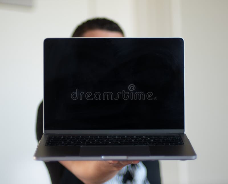 Closeup Shot of a Person Holding an Open Laptop Editorial Stock Photo ...