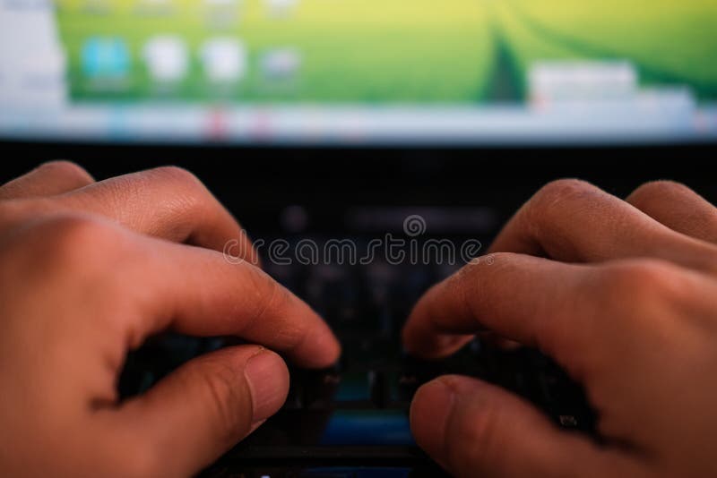 Closeup Shot of a Person Typing on a Keyboard Stock Photo - Image of ...