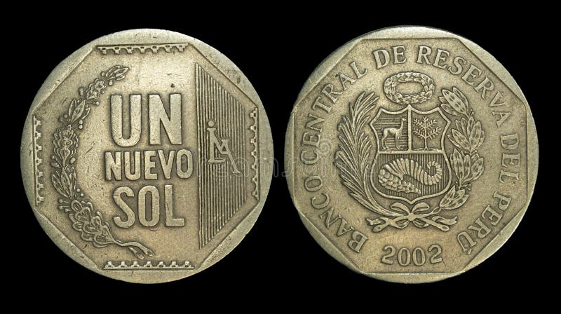 Closeup Shot of Peruvian Nuevo Sol Coin on a Black Background Stock ...