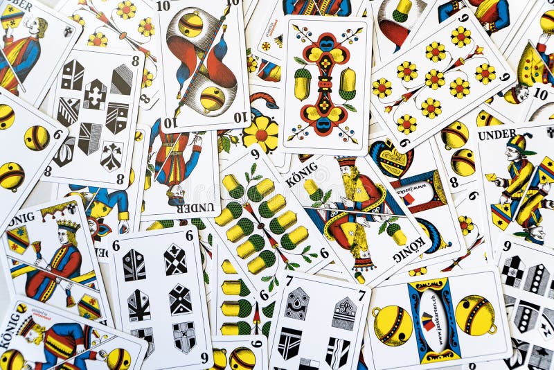 Closeup Shot of a Pile of German Playing Cards for Wallpapers Stock ...