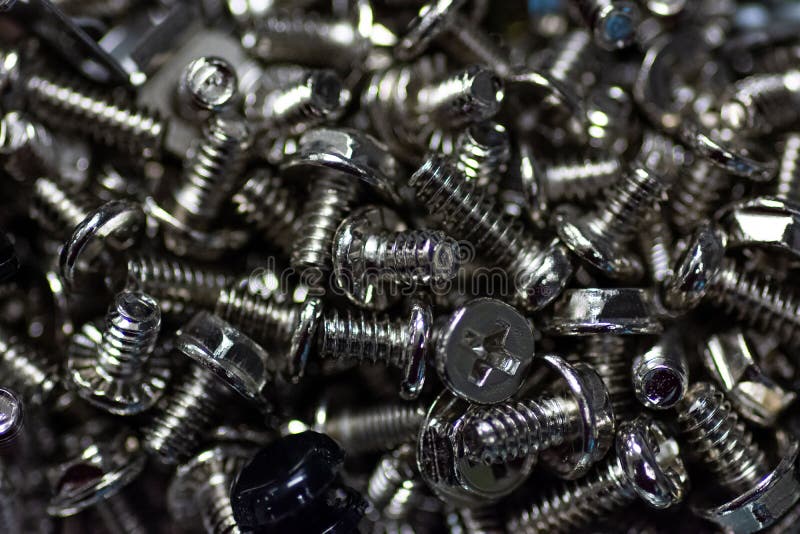 Closeup Shot of a Pile of Silver Screws and Bolts Stock Photo - Image ...