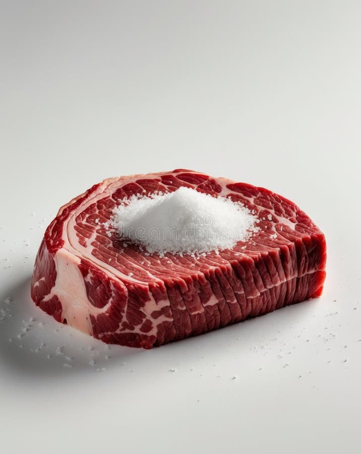 Closeup Shot of a Premium Fresh Beef with Freshly Ground Salt Stock ...