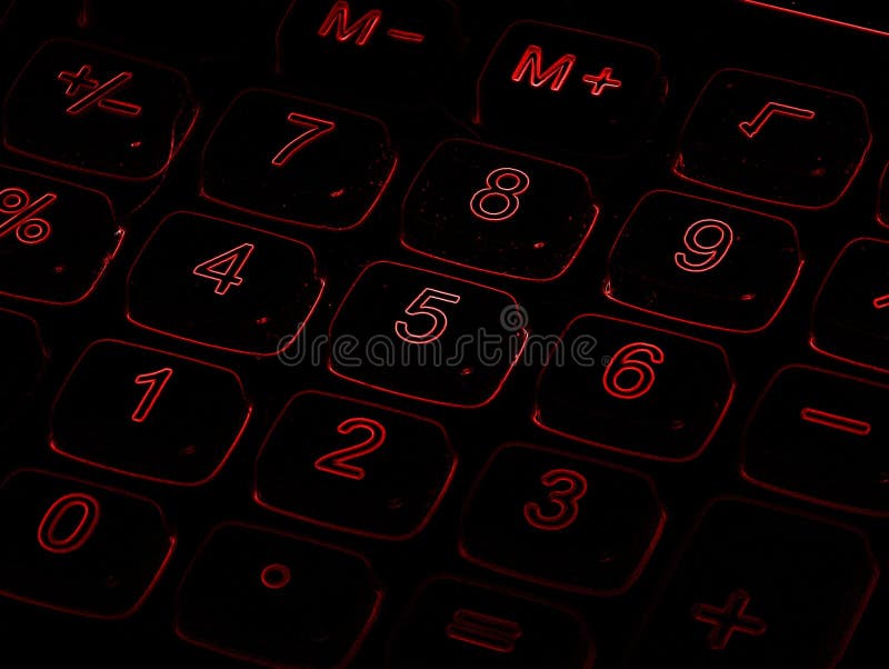 Closeup Shot of Red and Black Calculator Numbers and Symbols Vector ...