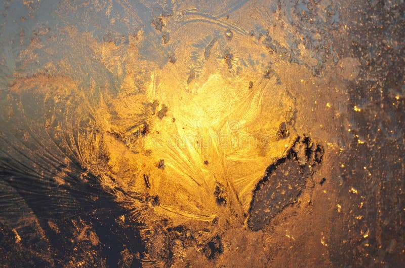 Closeup Shot of the Reflection of the Sun on Ice Pattern on Glass ...