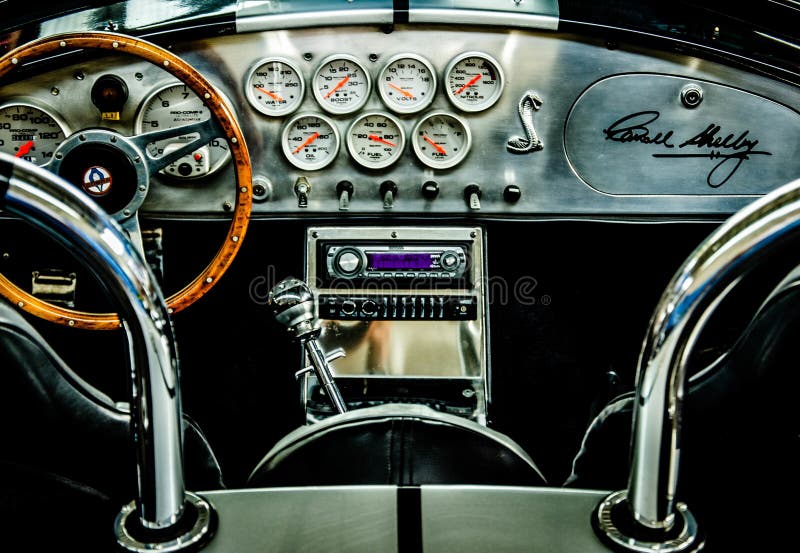 Closeup Shot of a Retro Muscle Car Interior Stock Photo - Image of ...