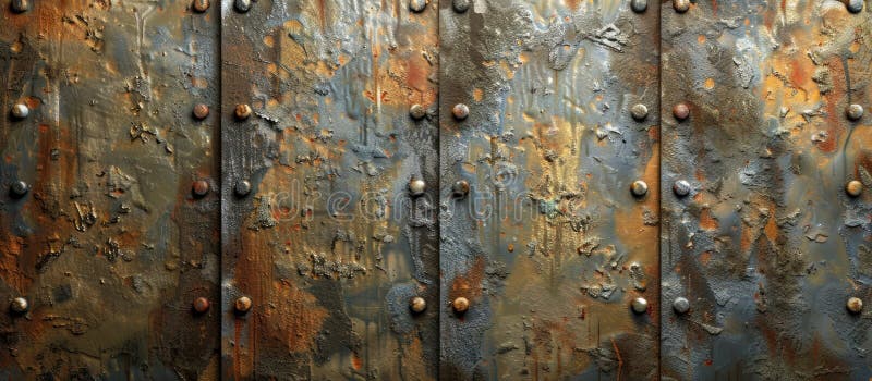 Closeup Shot of a Riveted Metal Wall, Showcasing a Rustic Art Pattern ...