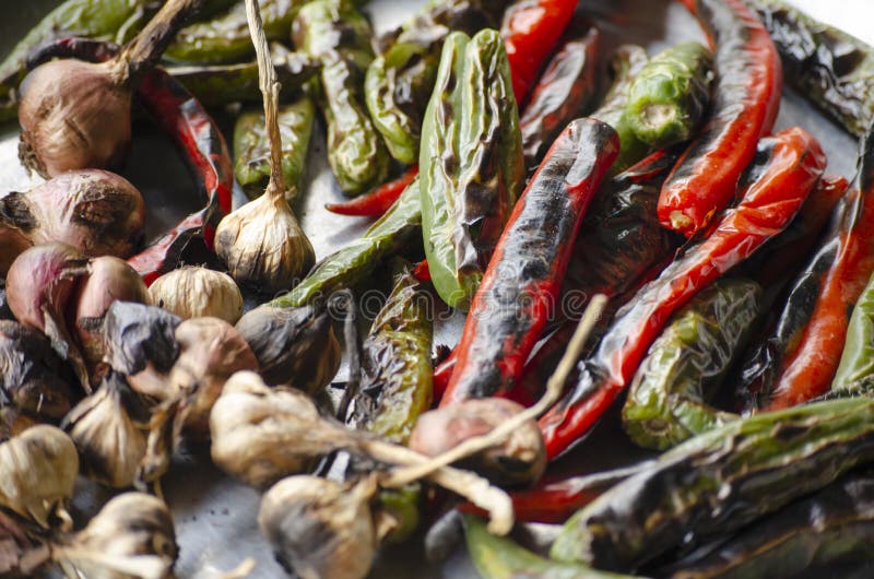 Closeup Shot of Roasted Spicy Chiles Bunch Stock Photo - Image of ...