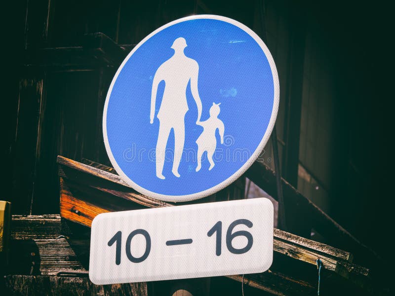 Closeup Shot of a Round Blue School Zone and Speed Limit Signs Stock ...