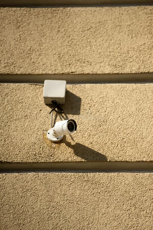 Closeup Shot of Security Camera on Building Facade Stock Image - Image ...
