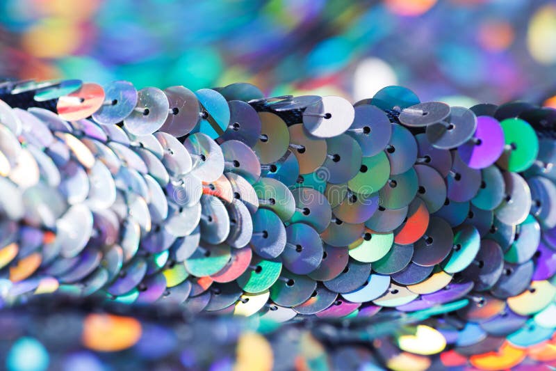 Closeup Shot of a Shiny Multicolored Sequin Fabric. Stock Image - Image ...