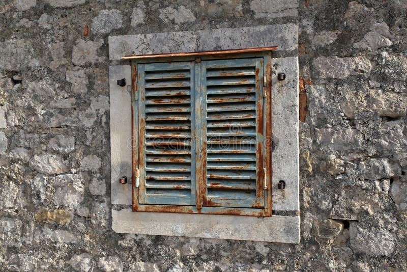 Closeup Shot of Shuttered Windows of the Old House Stock Image - Image ...
