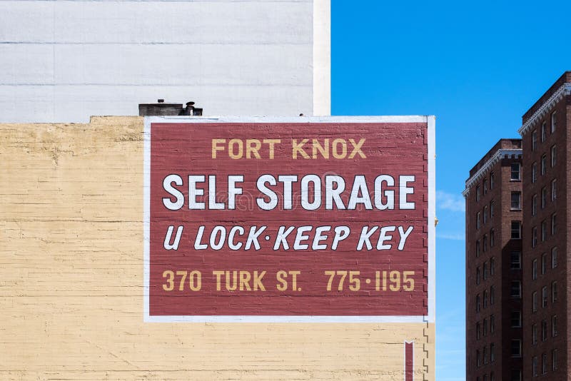 Closeup Shot of the Signboard of Fort Knox Self Storage Editorial Stock ...
