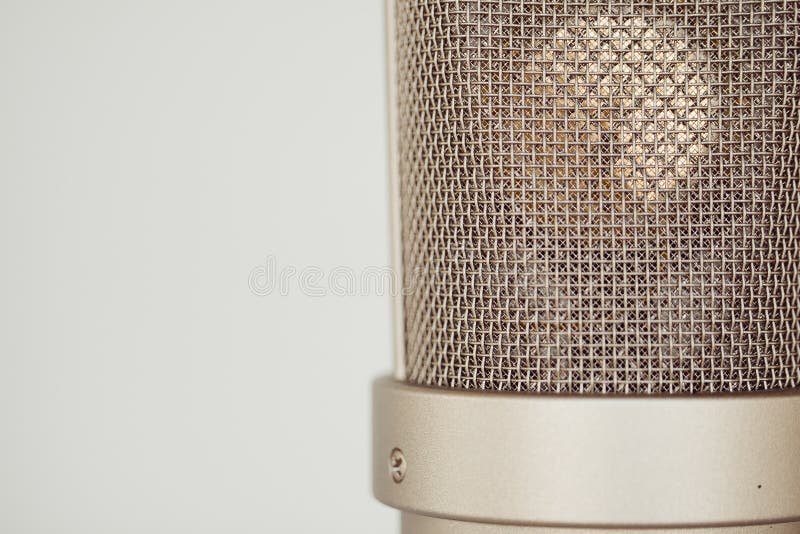Closeup Shot of a Silver Professional Studio Condenser Microphone on a ...