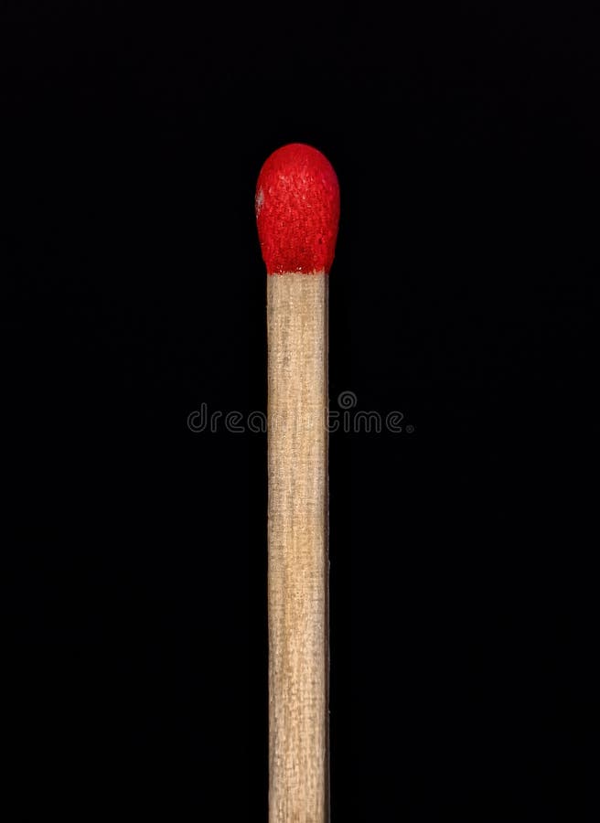 Closeup Shot of a Single Red Matchstick on a Black Background. Stock ...