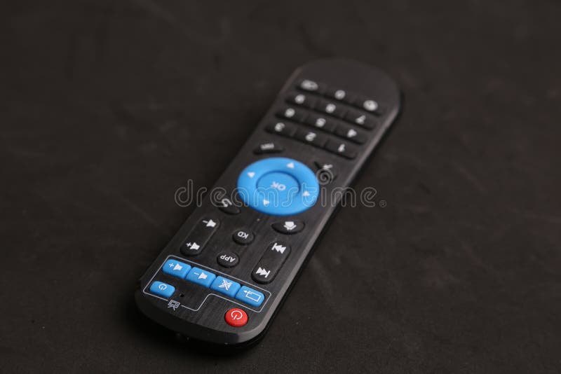 Closeup Shot of a Small Remote Control on a Black Background Stock ...