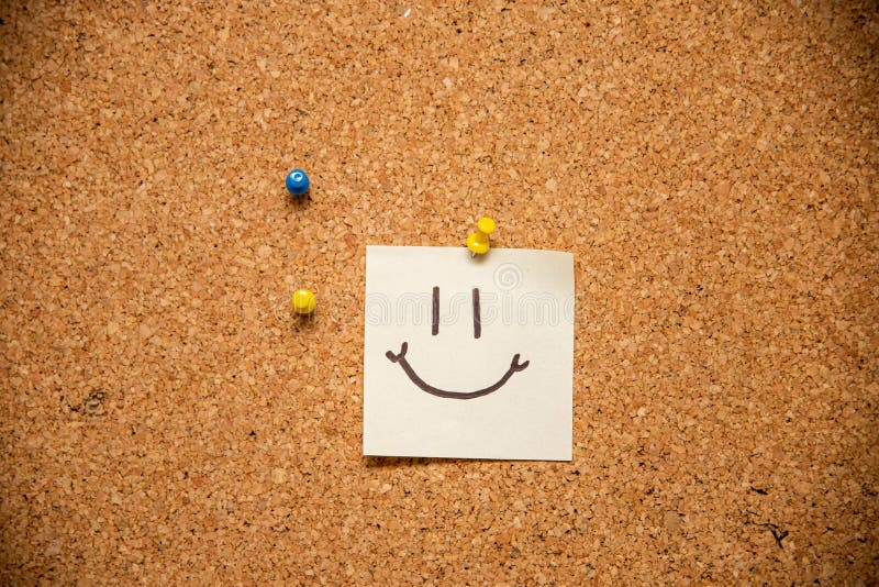 Closeup Shot of a Smiley Face on an Attached Sticky Note Stock Image ...