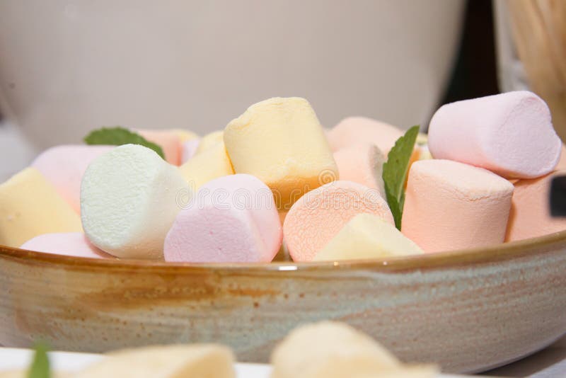Pastel Colored Marshmallows In A Bowl, Closeup Shot Stock Image - Image ...