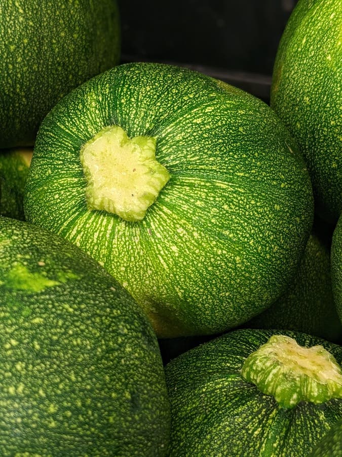 Closeup Shot of a Stack of Fresh, Green Zucchini Arranged in a Neat ...