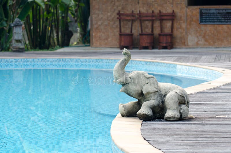 Closeup Shot of a Statue of Baby Elephant Near the Pool Stock Image ...
