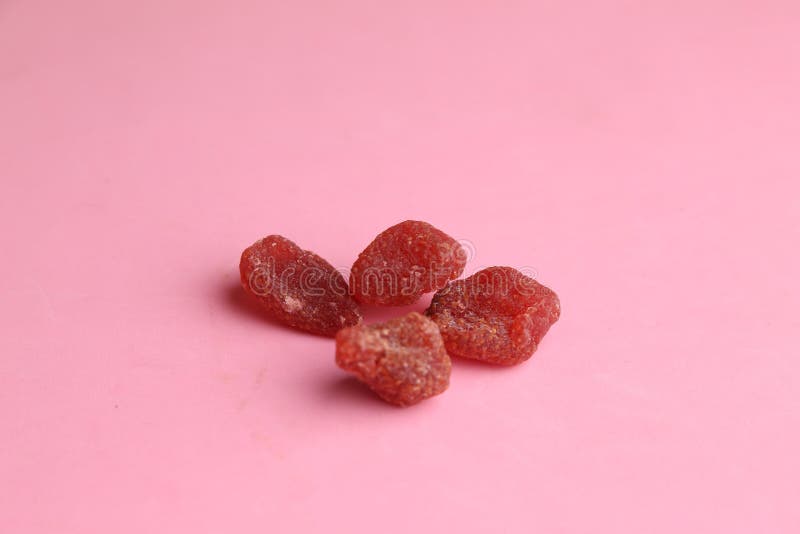 Closeup Shot of the Sweet Red Candies on the Pink Surface Stock Image ...
