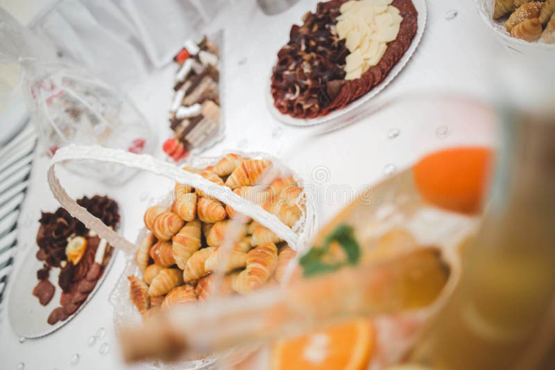 Closeup Shot of a Table with Different Types of Snacks Stock Photo ...