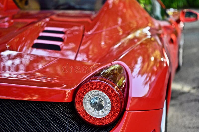 Closeup Shot of Tail Light of a Red Ferrari Car Editorial Photography ...