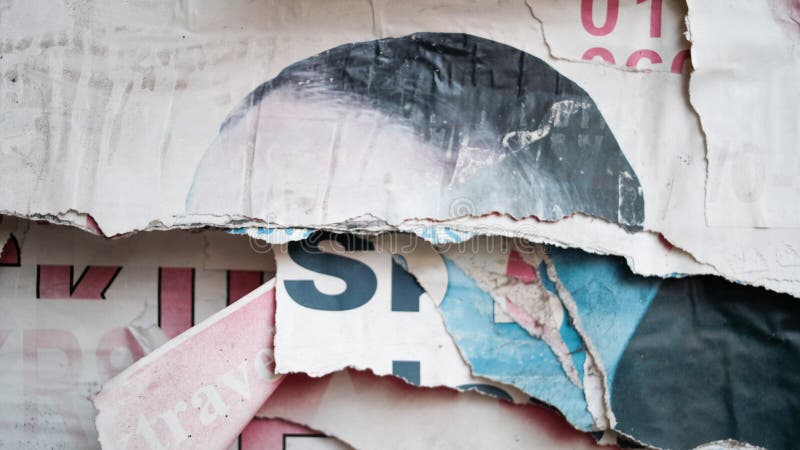 Closeup Shot of the Torn and Ripped Paper Texture on the Street Wall ...