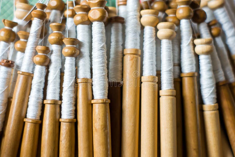 Closeup Shot of Traditional Bobbin Lacemaking Tools Stock Image - Image ...