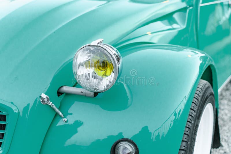 Closeup Shot of Turquoise Retro Car Stock Image - Image of design ...