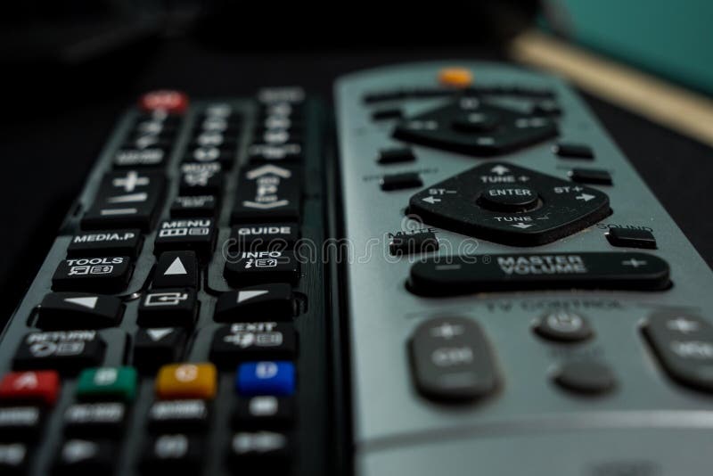 Closeup Shot of the TV Remote Controls on a Table Stock Photo - Image ...