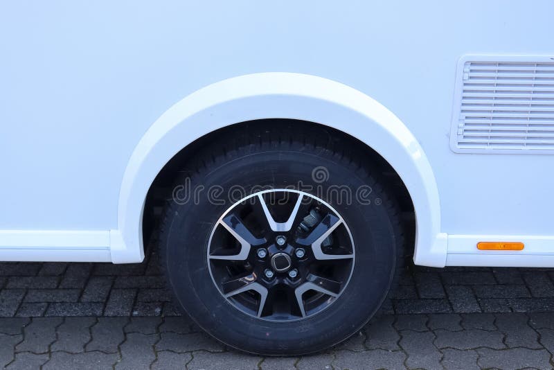 Closeup Shot of a Wheel of a Camper Van Stock Photo - Image of rubber ...