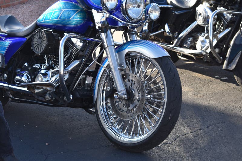 Closeup Shot of the Wheel of a Modern Motorcycle Stock Image - Image of ...