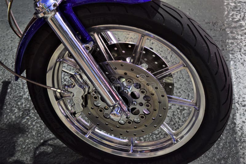 Closeup Shot of the Wheel of a Modern Motorcycle Stock Photo - Image of ...
