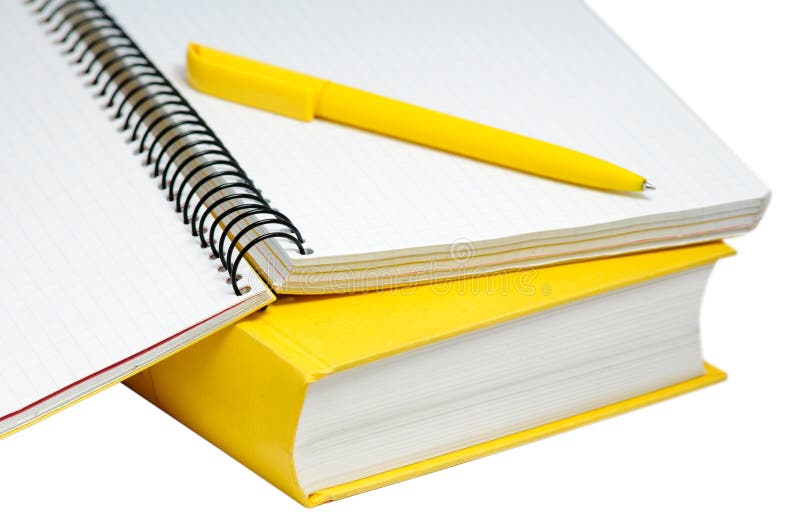 Closeup Shot of Yellow Book, Copybook and Pen Stock Photo - Image of ...