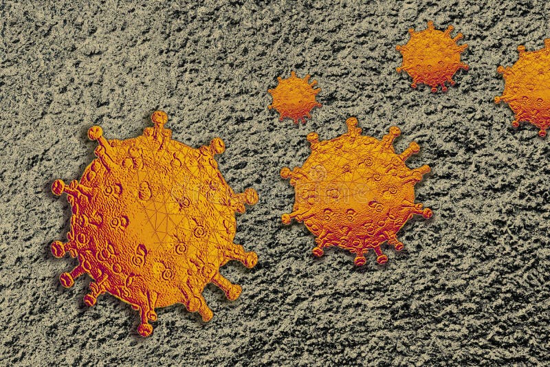 Closeup Shot of the Yellow Coronavirus Molecules on a Grey Grungy ...