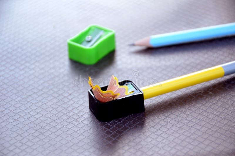 Closeup Shot of a Yellow Pencil Getting Sharpened Stock Image - Image ...
