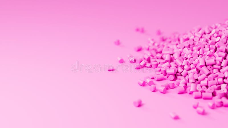 Closeup Side View on Pink Plastic Polypropylene Granules Heap on Pink ...
