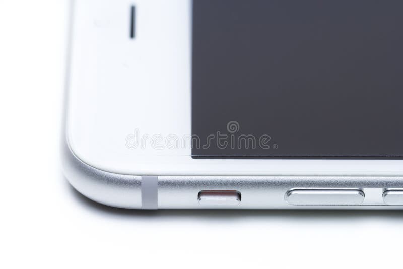 Closeup Side View of a Smartphone Isolate Stock Image - Image of ...