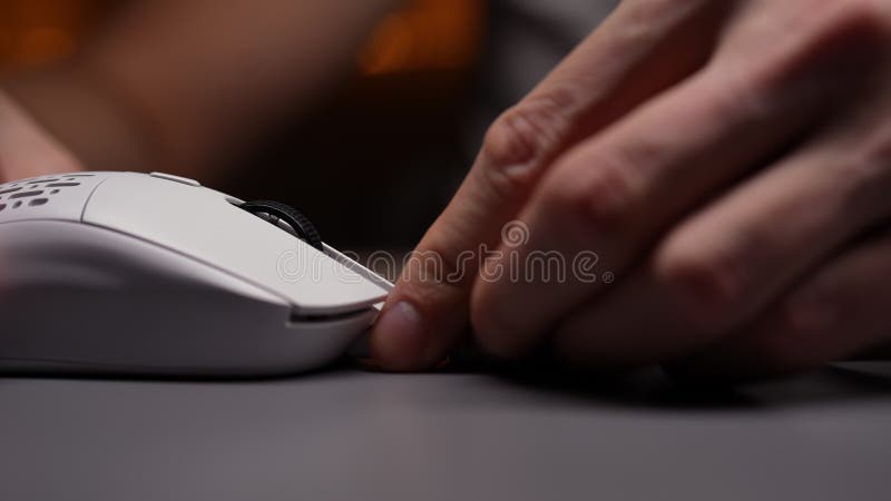 Closeup Side View of Unrecognizable Gamer Male Plugging Cable into New ...