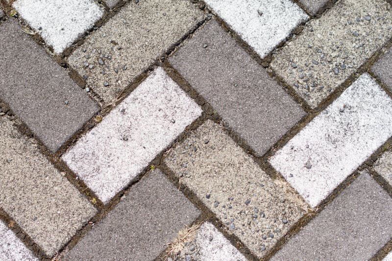 Closeup of Sidewalk Paved with Rectangular White and Gray Tiles in Top ...