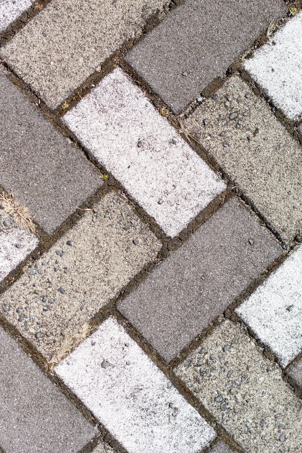 Closeup of Sidewalk Paved with Rectangular White and Gray Tiles in Top ...