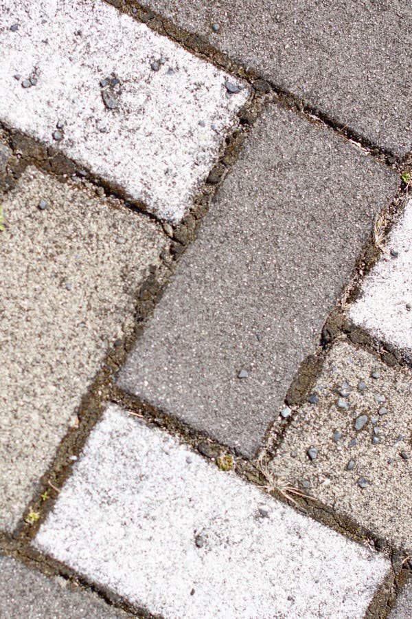 Closeup of Sidewalk Paved with Rectangular White and Gray Tiles in Top ...